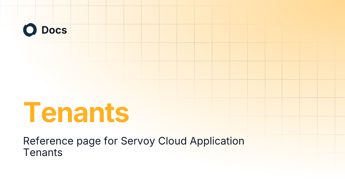 Tenants | Docs