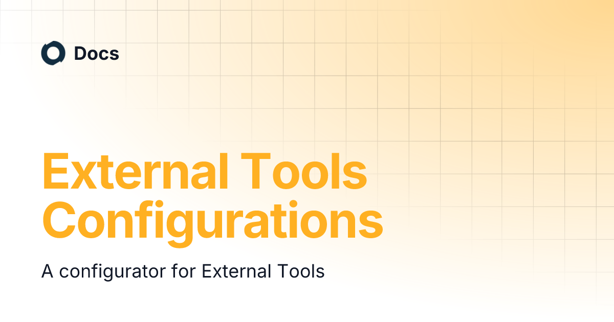 External Tools Configurations | Docs