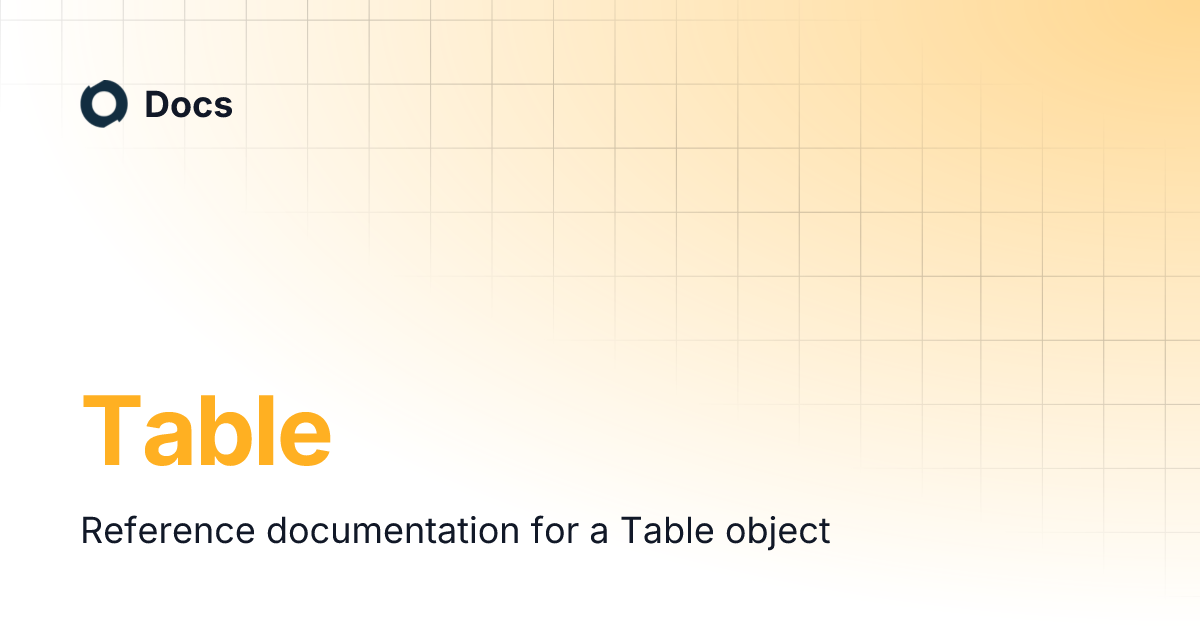 Table | Docs