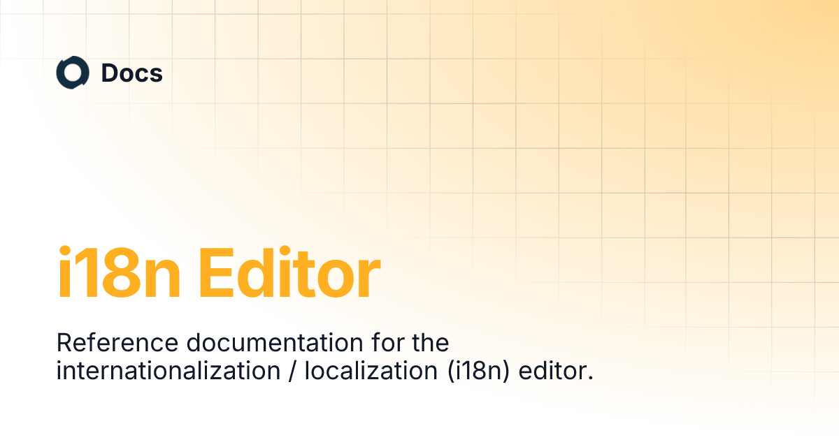i18n Editor | Docs