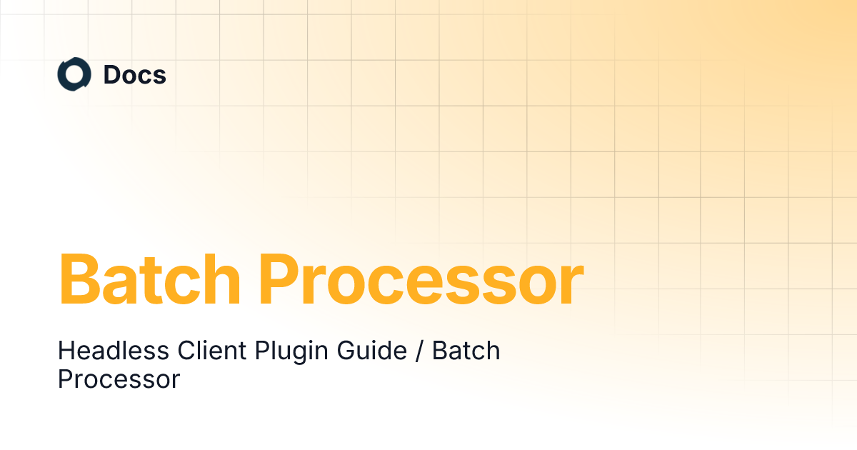 Batch Processor | Docs